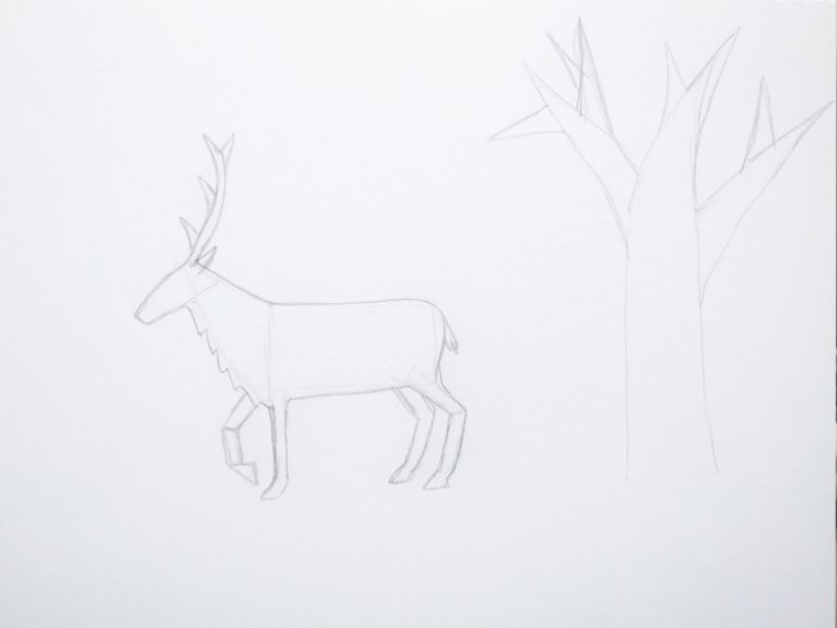 How To Draw A Winter Woodland Scene - Birch And Button