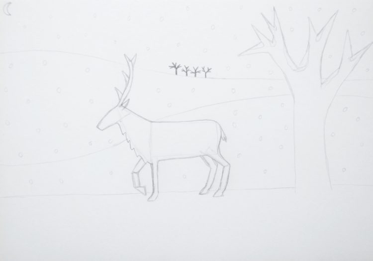 How To Draw A Winter Woodland Scene - Birch And Button